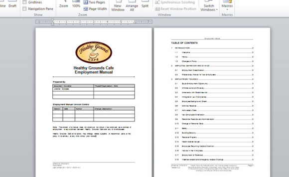 Arbeitshandbuch Vorlage F r Word