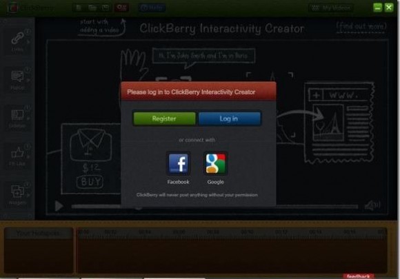 Crear vídeos interactivos y publicarlas en Facebook Con ClickBerry