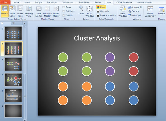 Wie man ein einfaches Cluster-Analyse-Diagramm in Powerpoint zu machen 2010