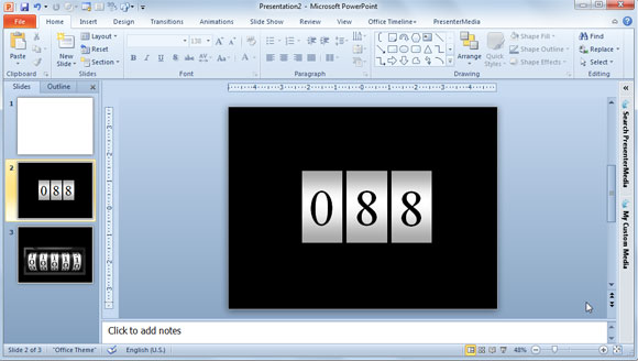 วัดระยะทางที่เรียบง่ายใน PowerPoint 2010 โดยใช้รูปร่าง