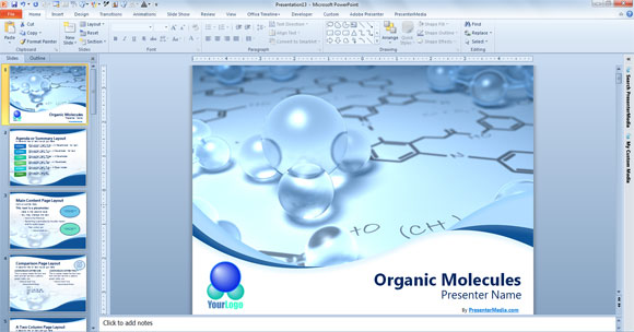 Gratis PowerPoint Scientific Template dengan 3D Bubbles