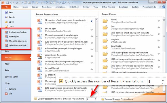 Economize tempo Trabalhando com Documentos recentes no PowerPoint ...