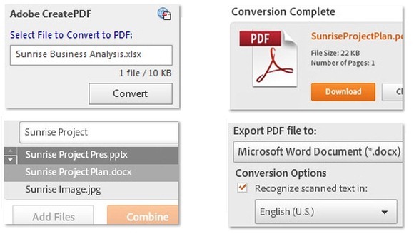 Adobe CreatePDF: crear y combinar documentos y fotos en formato PDF
