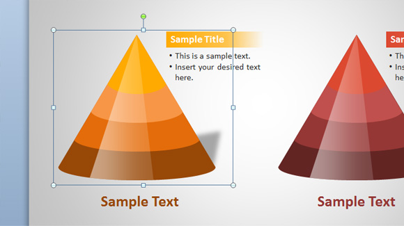 3D Pyramide Kegel Vorlage für Powerpoint mit Formen