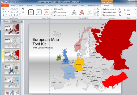 Europe Carte Modèle pour les présentations PowerPoint