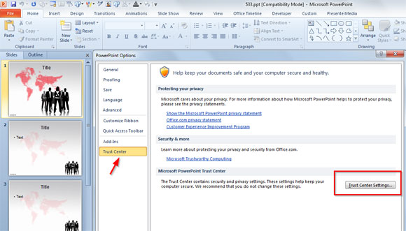 Como desativar o Modo de Exibição Protegido no Microsoft PowerPoint 2010