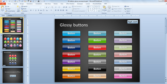 Gratis Glossy Buttons Vorlage für Powerpoint
