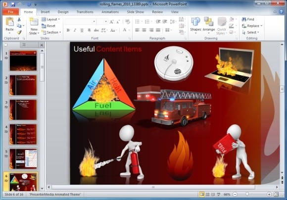 Animate Flames PowerPoint șablon și Clipart