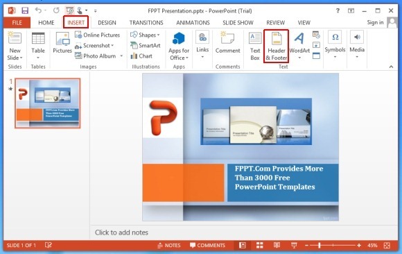 Come aggiungere Intestazione e piè alle diapositive in PowerPoint 2013