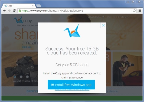 รับ 15GB ของเมฆฟรีพื้นที่จัดเก็บด้วย Copy
