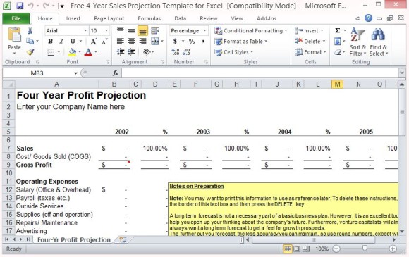 Gratis 4 Tahun Proyeksi Penjualan Template Untuk Excel