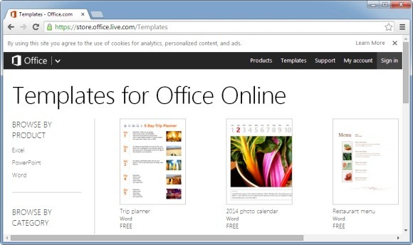 ใช้ Microsoft Office แม่แบบจากเบราว์เซอร์ด้วย Office ออนไลน์