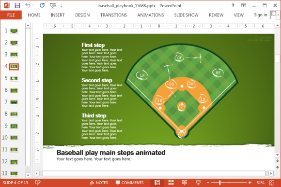 Template Animated Baseball Playbook PowerPoint