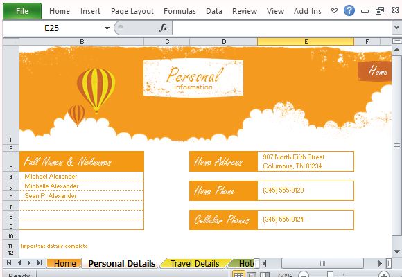 Gratis Liburan Planner Excel Template