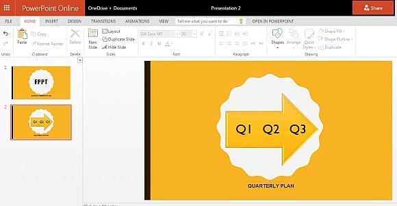 แม่แบบไวด์สกรีนตราสำหรับ PowerPoint ออนไลน์