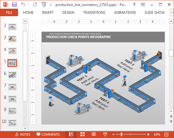 Ligne de production de modèle isométrique PowerPoint