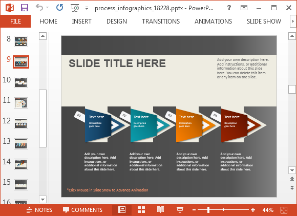 Proses animasi Template Infografis PowerPoint