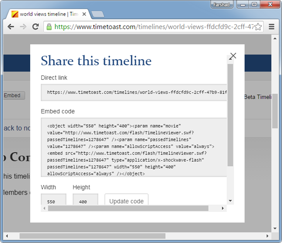 TimeToast: Cuadro Basado Generador línea de tiempo en línea