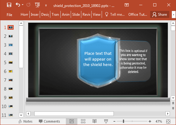 Animierte Schild und Feuer Powerpoint-Vorlage