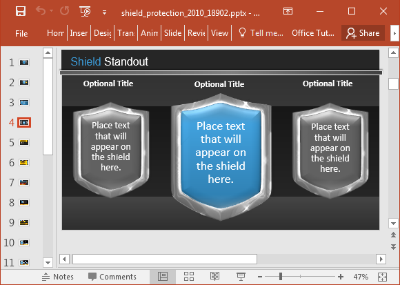 Animierte Schild und Feuer Powerpoint-Vorlage