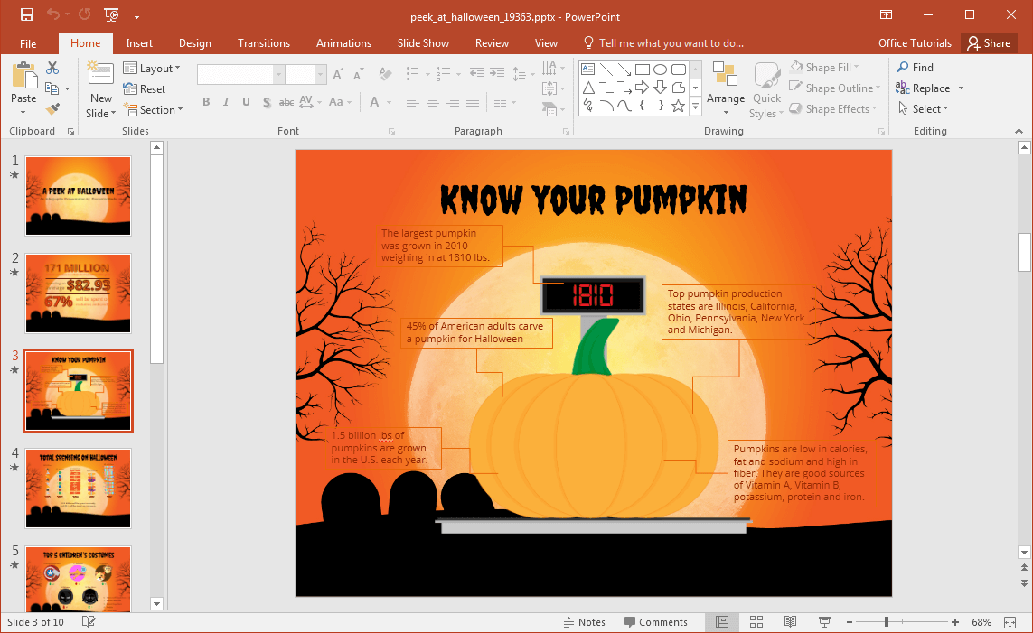 Peek de Animación en PowerPoint Plantillas de Halloween