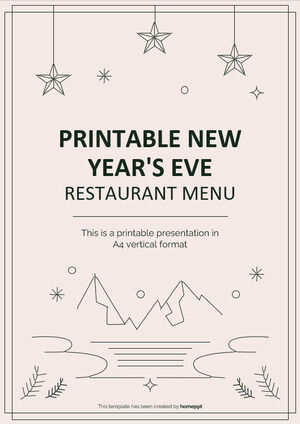 Menu del ristorante di Capodanno stampabile PowerPoint Templates Free ...