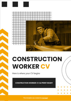Construction Worker CV PowerPoint Templates Free Download