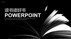 Download the PPT template for reading good books with a black and white ...