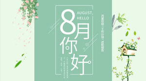 Hello August with Fresh Plant Background Theme PPT Template for Free ...