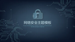 Blue stable electronic circuit and padlock background network security theme PPT template ...
