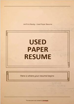 Used Paper Resume PowerPoint Templates Free Download
