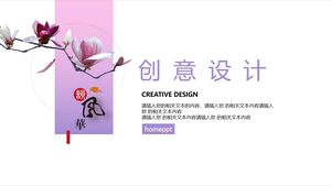 Creative design PPT template with purple floral background PowerPoint ...