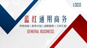 Red and blue color matching general business PPT template PowerPoint ...
