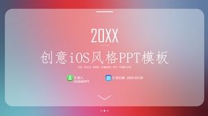 IOS style PPT template with blue and red gradient background PowerPoint ...