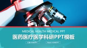 Medical science research PPT template with microscope background ...
