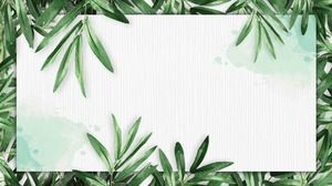 Four plant leaves PPT border material PowerPoint Templates Free Download