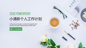 Fresh work desk background personal work plan PPT template PowerPoint ...