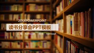 PPT template of book sharing on the background of bookshelf PowerPoint ...