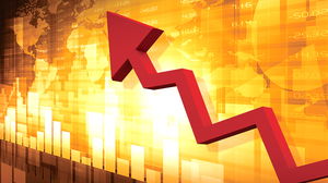 Financial data analysis red arrow PPT background picture PowerPoint ...