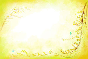 Light yellow background branches and leaves border PPT background ...