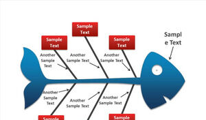Blue and red exquisite fishbone structure diagram PPT material ...