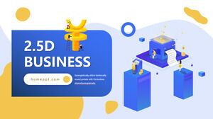 Blue and yellow 2.5D debriefing summary report PPT template PowerPoint ...