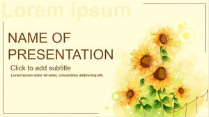 Watercolor Sunflower PowerPoint Template PowerPoint Templates Free Download