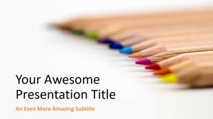 Beautifully colored pencil theme PPT template PowerPoint Templates Free ...