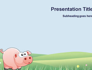 Cute vector cartoon pig PPT template PowerPoint Templates Free Download