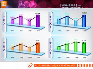 Four beautiful three-dimensional histogram slide chart template ...